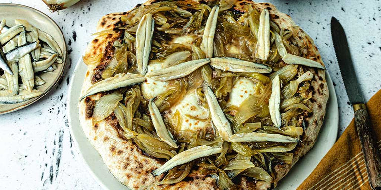French Pissaladière Pizza with Olive Béchamel, Caramelized Onions ...